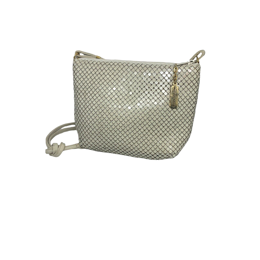 Vintage Whiting And Davis Mesh Purse White Ivory Zipp… - Gem